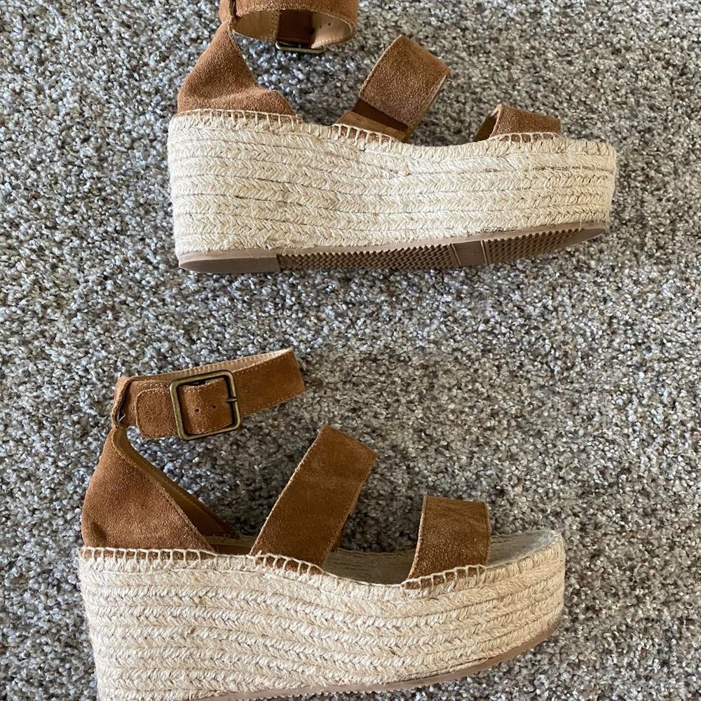 Soludos Cognac Platform Wedge Espadrille Sandal - Gem